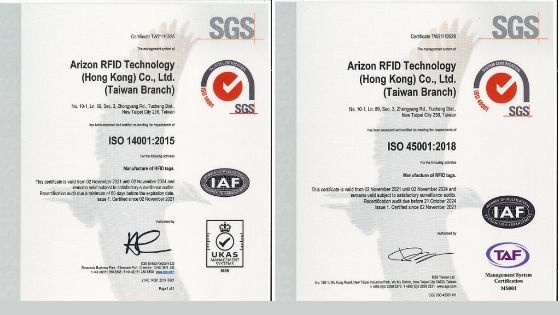 Arizon Taipei Receives ISO 14001 and ISO 45001 Certifications | Arizon ...
